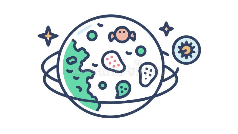 A Cute Cartoon Planet with a Moon and Ring in Flat Vector Design ...