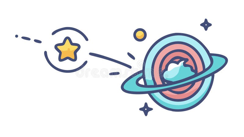 A Cute Cartoon Planet with a Ring and Shooting Star Vector Design ...