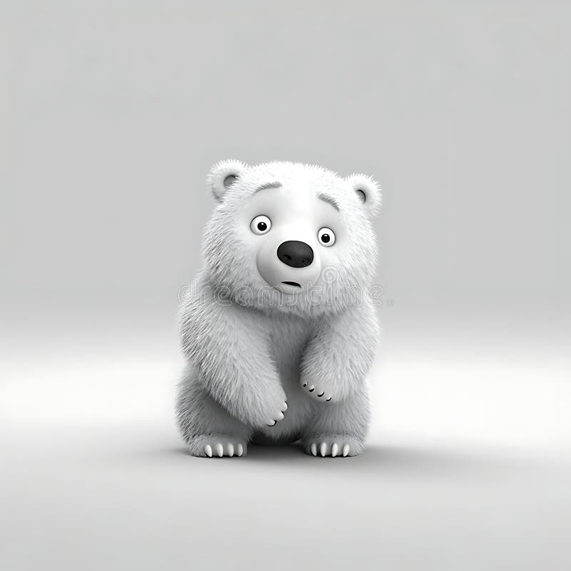 Cute Cartoon Polar Bear Looking Surprised and Uncertain. Stock ...