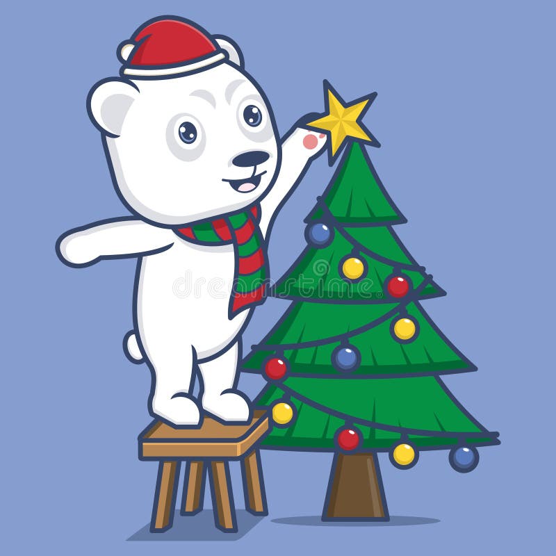 Cute Polar Bear On Christmas Stock Vector Illustration Of Background