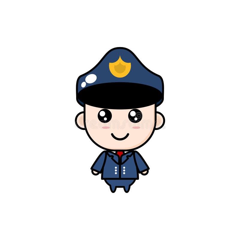 Cute Cartoon Police Chibi Vector Design Stock Vector - Illustration of ...