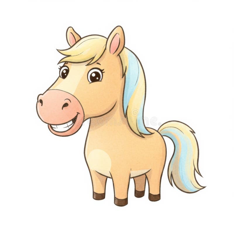 Cute Cartoon Pony with Pastel Mane and Tail Stock Illustration ...