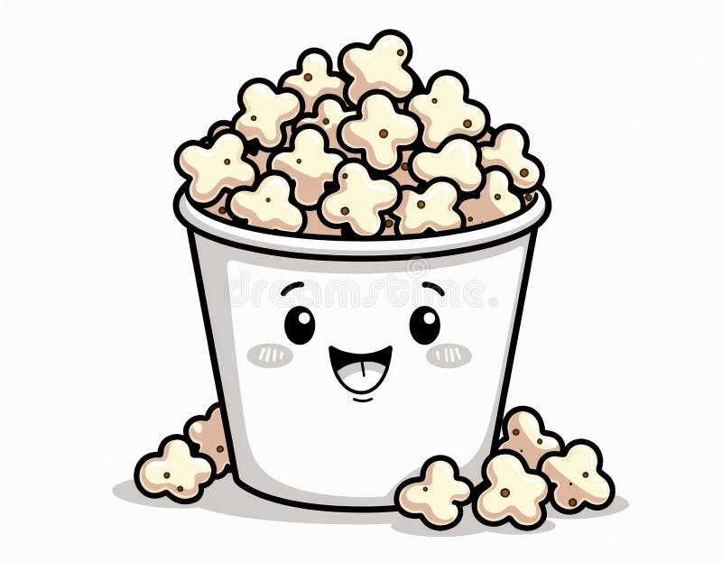 Cute Cartoon Popcorn Bucket Stock Illustration - Illustration of treat ...