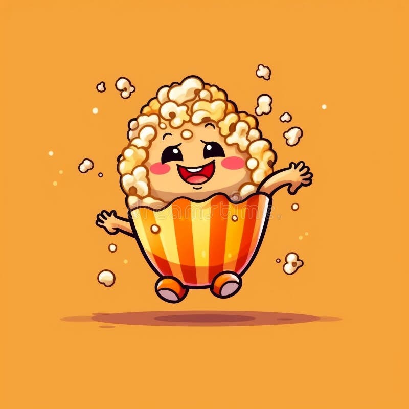 Cute Cartoon Popcorn Dancing Character. Generative AI Stock ...