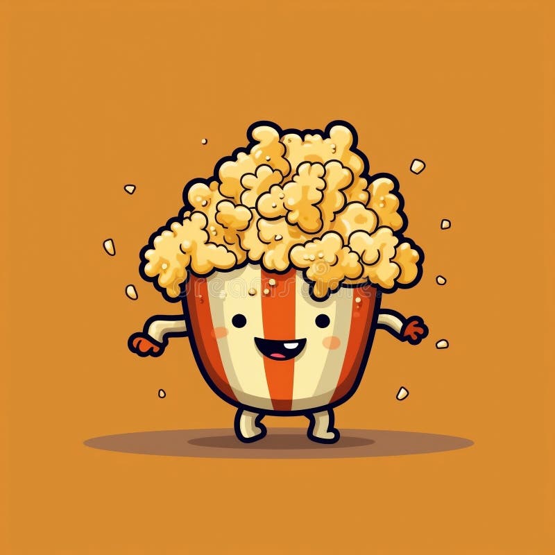 Cute Cartoon Popcorn Dancing Character. Generative AI Stock ...