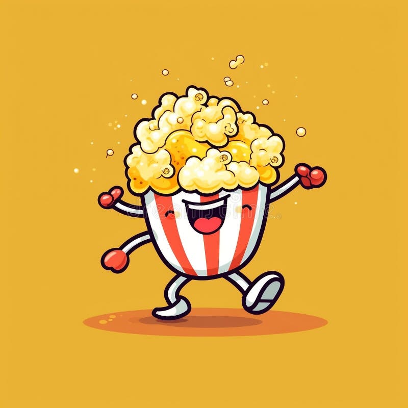 Cute Cartoon Popcorn Dancing Character. Generative AI Stock ...