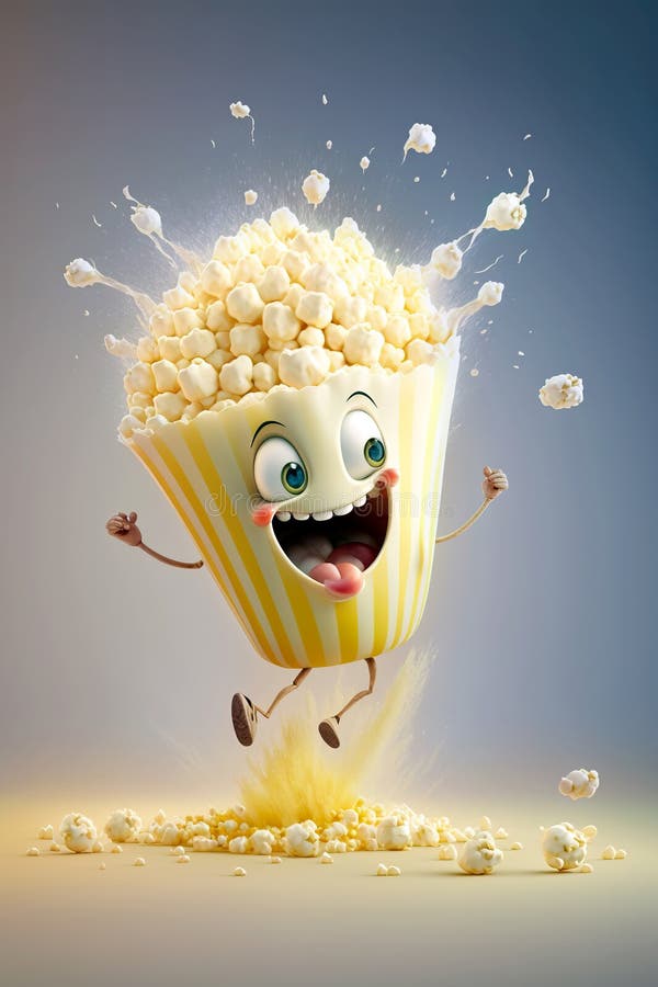 Cute Cartoon Popping Popcorn Character. Generative Ai Stock ...