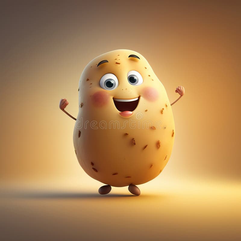 Cute Cartoon Potato Character. Generative Ai Stock Illustration ...