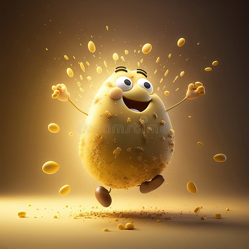 Cute Cartoon Potato Character Splashing. Generative Ai Stock ...