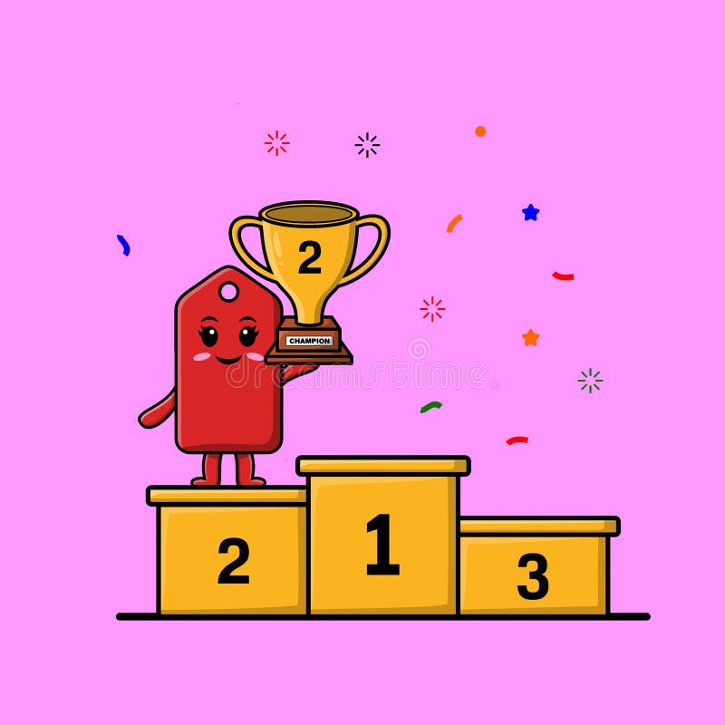 Cute Cartoon Price Tag As the Second Winner Stock Vector - Illustration ...