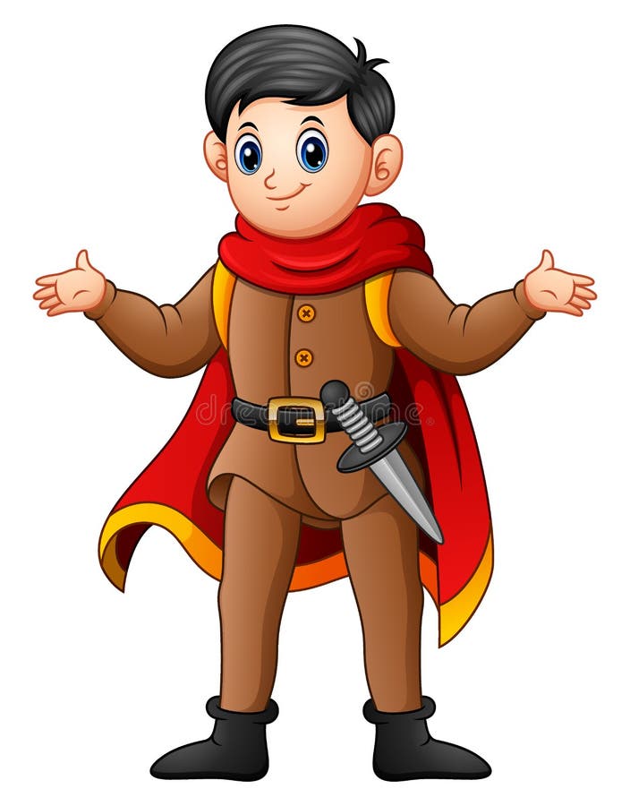 Cute Boy Prince with Red Cloak Stock Vector - Illustration of empire ...