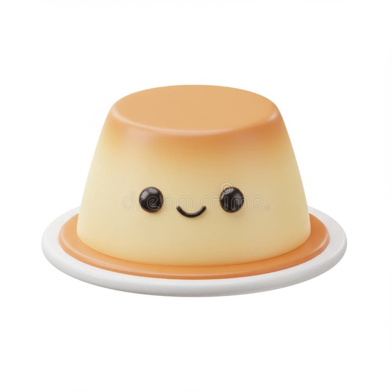 Cute Cartoon Pudding 3D Render Stock Illustration - Illustration of ...