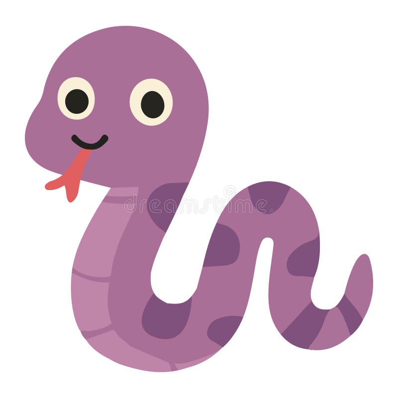 Cute Cartoon Purple Snake Illustration Vektor Abbildung - Illustration ...