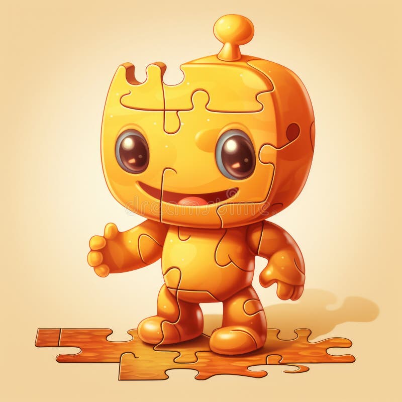 Cute Cartoon Puzzle Character Stock Illustration - Illustration of ...