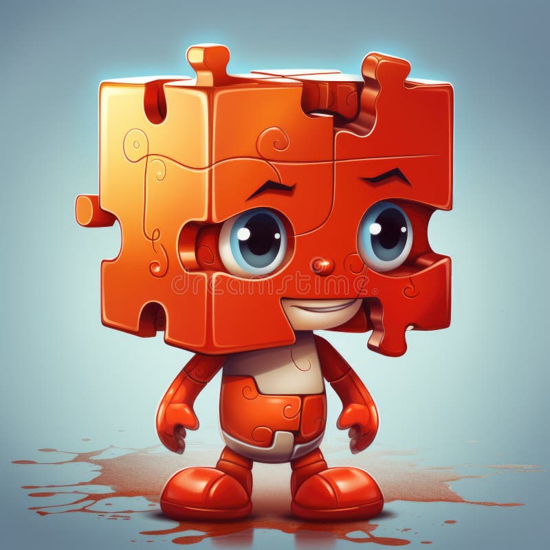 Cute Cartoon Puzzle Character Stock Illustration - Illustration of cute ...