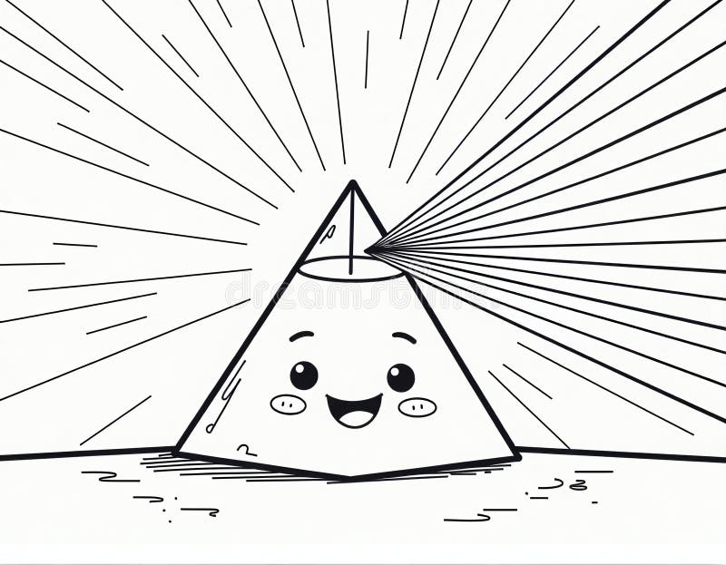 Cute Cartoon Pyramid with Rays of Light - Geometric Shape Illustration ...
