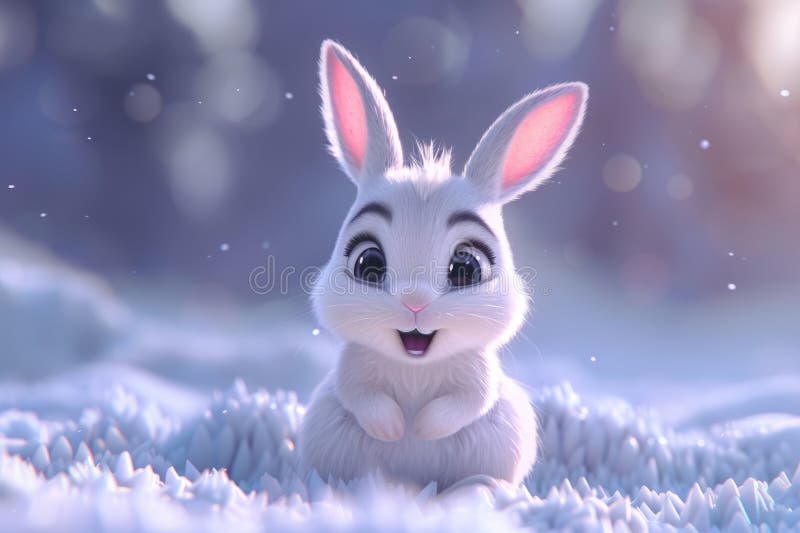 Cute Cartoon Rabbit Character with Big Eyes Stock Photo - Image of ...