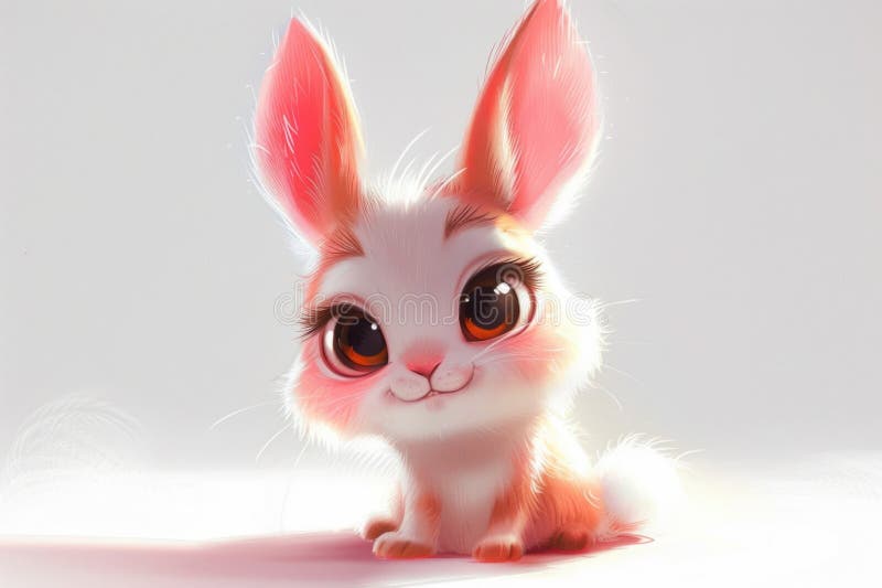 Cute Cartoon Rabbit Character with Big Eyes Stock Image - Image of ...