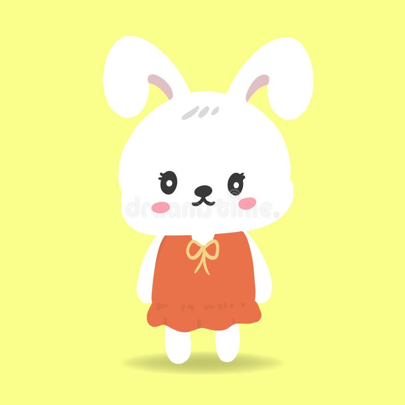 Cute Cartoon Rabbit Character Wearing Cloth Stock Illustration ...