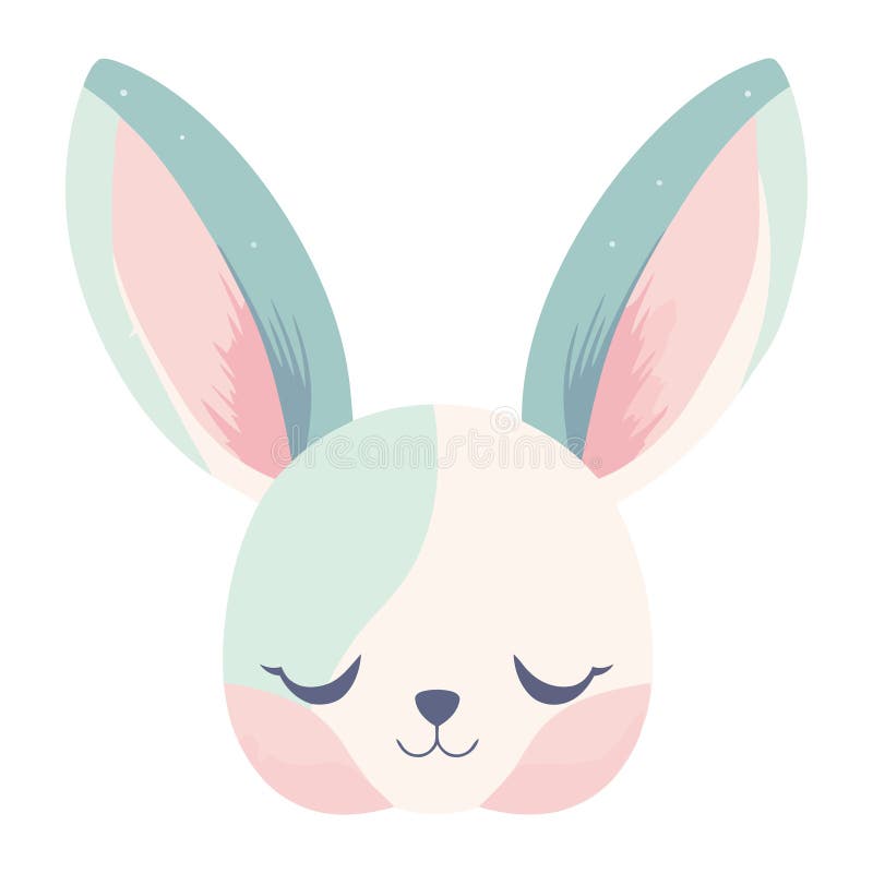 Cute cartoon rabbit head stock vector. Illustration of flat - 280995487