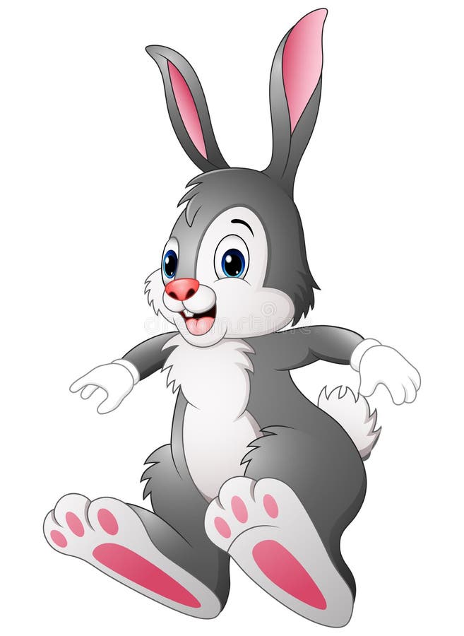 Cute Cartoon Rabbit Jumping Stock Vector - Illustration of funny ...