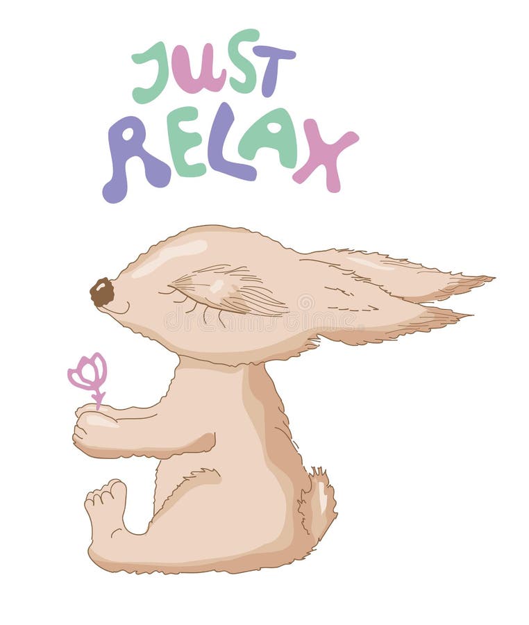 Cute Cartoon Rabbit with Slogan Just Relax Stock Illustration ...