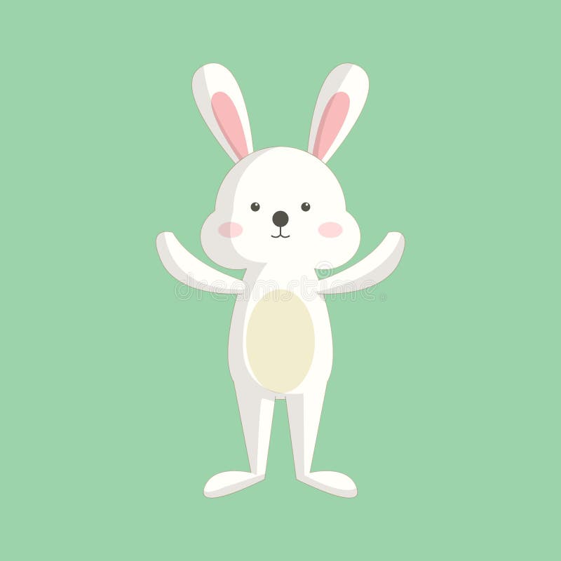 Cute Cartoon Rabbit With Standing Pose Stock Vector - Illustration of ...