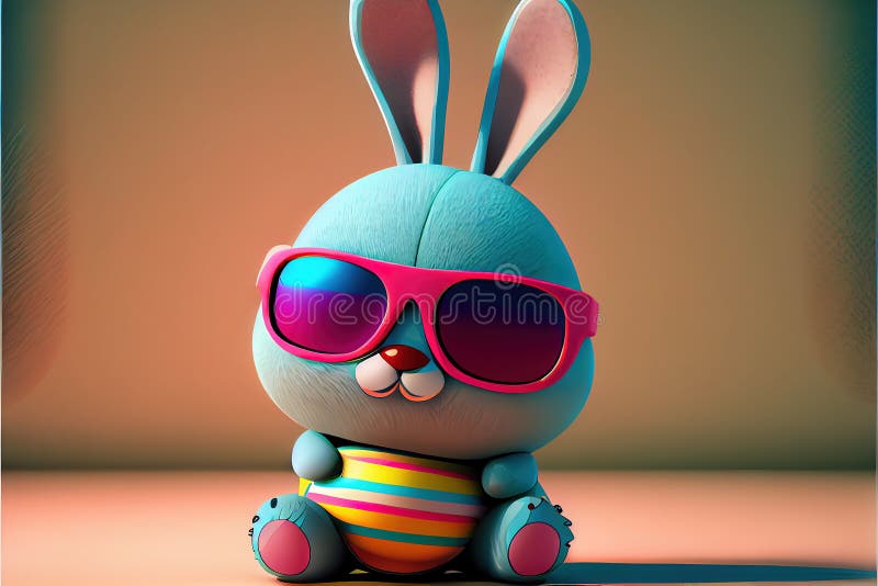 Cute Cartoon Rabbit with Sunglasses. AI Generated Stock Illustration ...