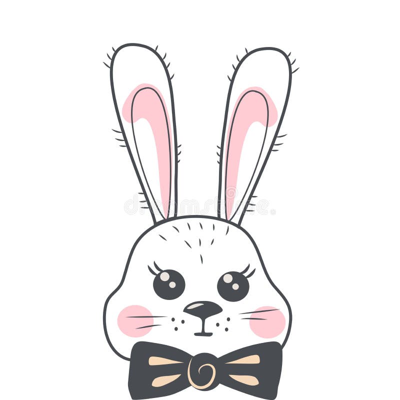 Cute Cartoon Rabbit with Tie Stock Vector - Illustration of cheerful ...