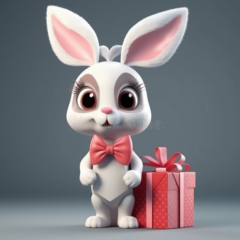 A Cute Cartoon Rabbit Character Designs Skyblue White Pink. Generative ...
