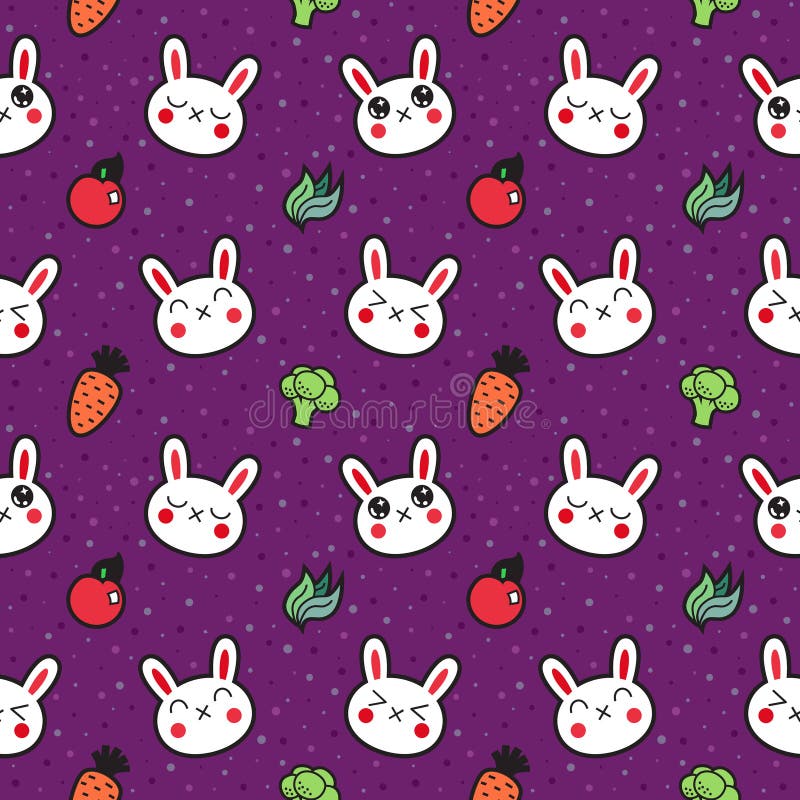 Rabbits And Fox With Seamless Pattern Stock Vector Illustration Of