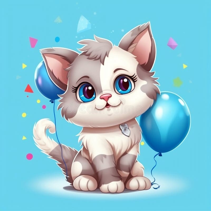 Cute Cartoon Ragdoll Cat Birthday Character. Generative AI Stock ...
