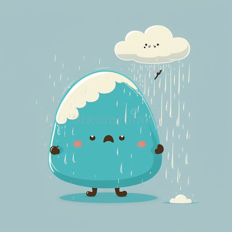 Cute Cartoon Rain Cloud Character Stock Illustration - Illustration of ...