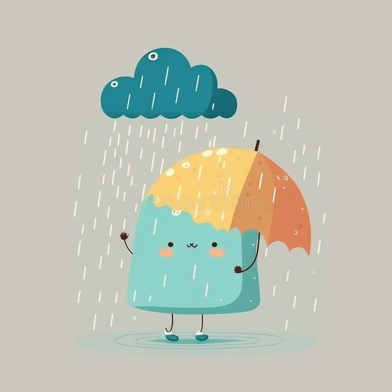 Cute Cartoon Rain Cloud Character Stock Illustration - Illustration of ...