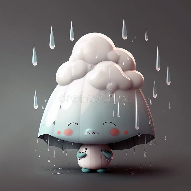 Cute Cartoon Rain Cloud Character Using Generative AI Stock ...