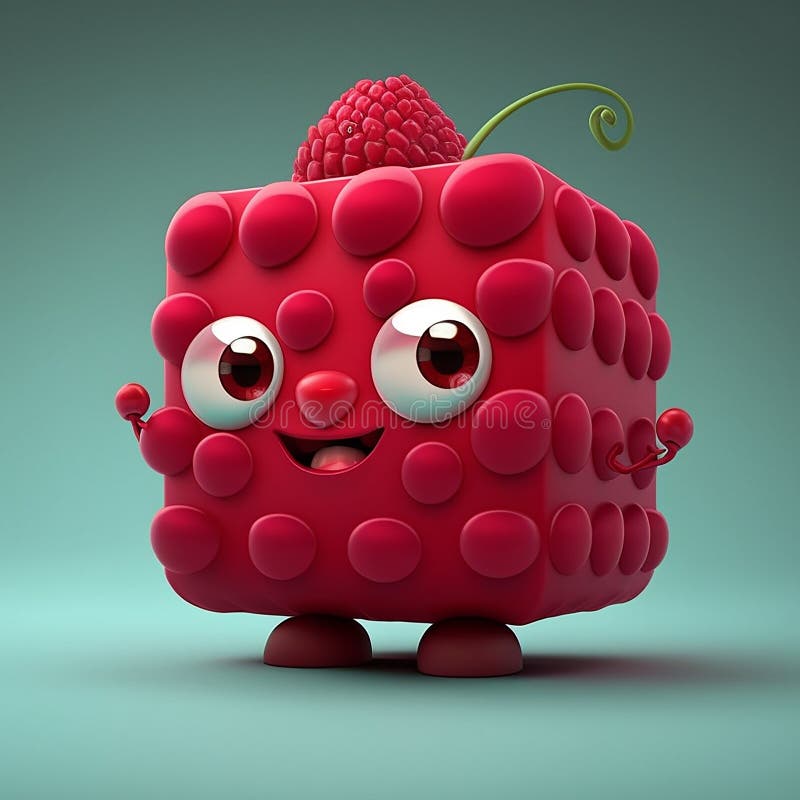 Cute Cartoon Raspberry Character Stock Illustration - Illustration of ...