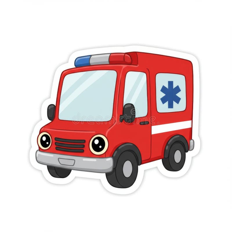 Cute Cartoon Red Ambulance Illustration Stock Illustration ...
