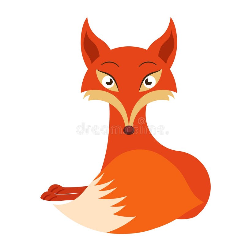 Cute Cartoon Red Fox Lies. Simple Flat Style Vector Stock Vector ...
