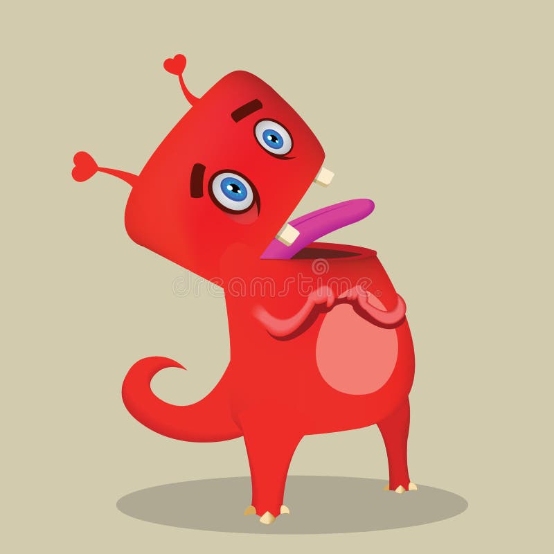 Cute Cartoon Red Monster. Vector Illustration Stock Vector ...