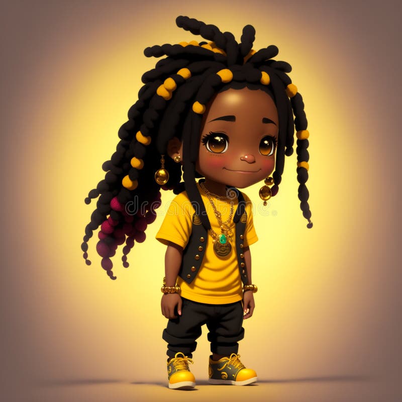 A Cute Cartoon Reggae Boy with Dreadlocks- Generated by Generative AI ...