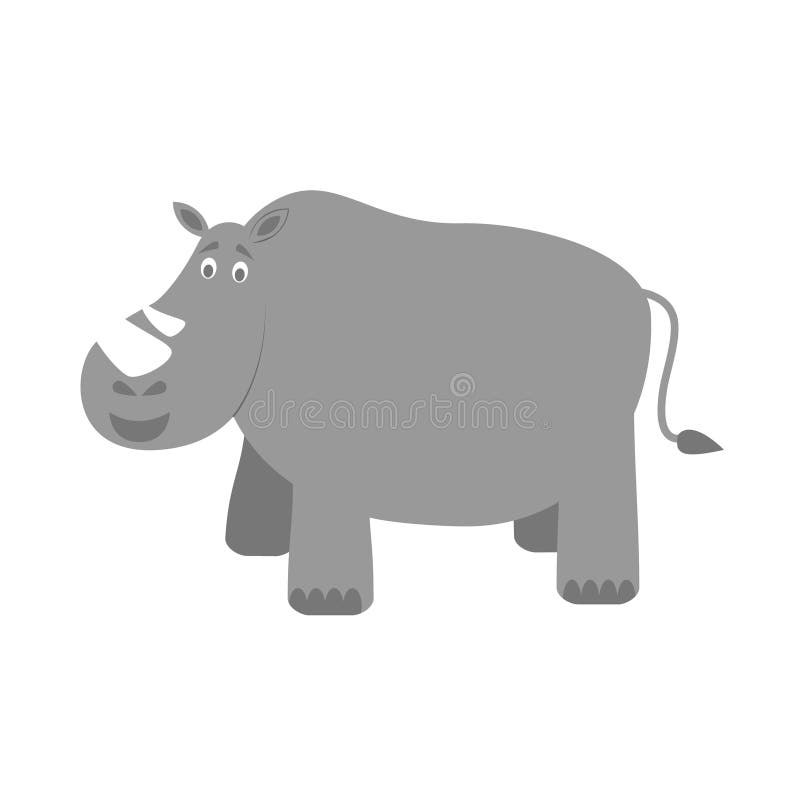 Cute Cartoon Rhino Vector Illustration Stock Vector - Illustration of ...