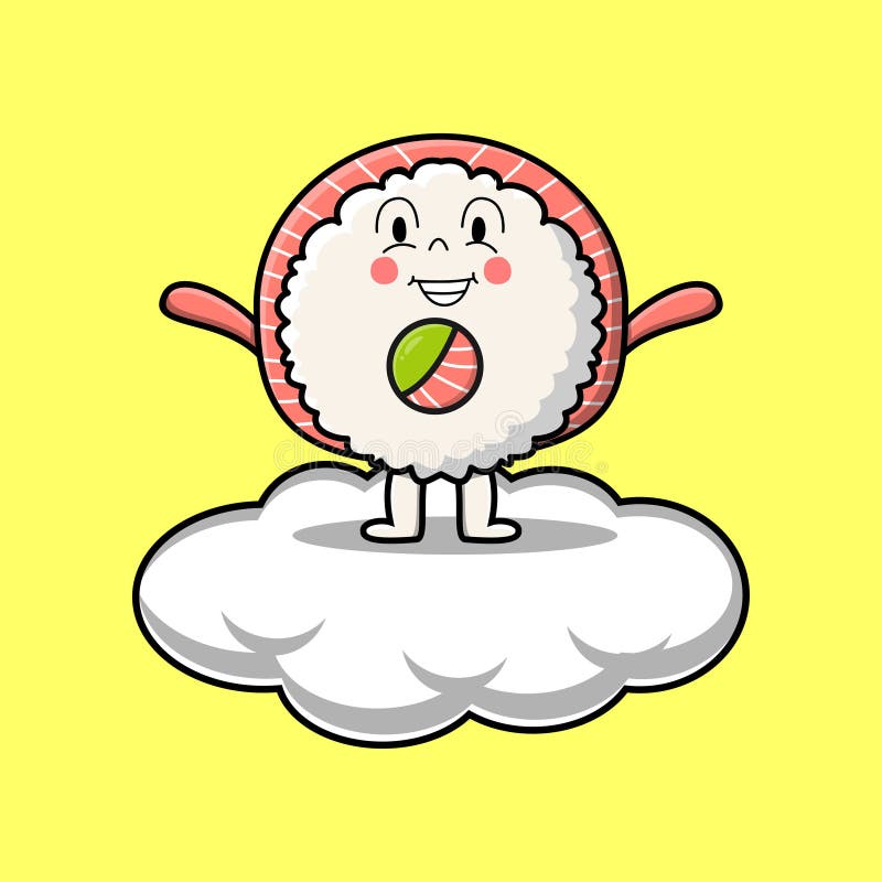 Cute Cartoon Rice Sushi Rolls Sashimi Character Stock Vector ...