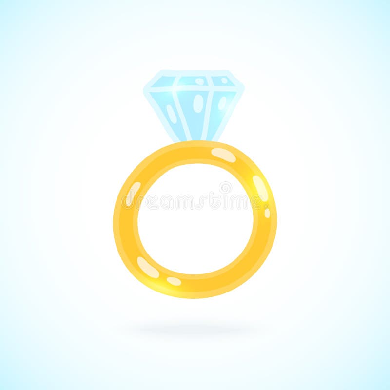 Cute Cartoon Ring with Brilliant. Engagement Ring Stock Vector ...