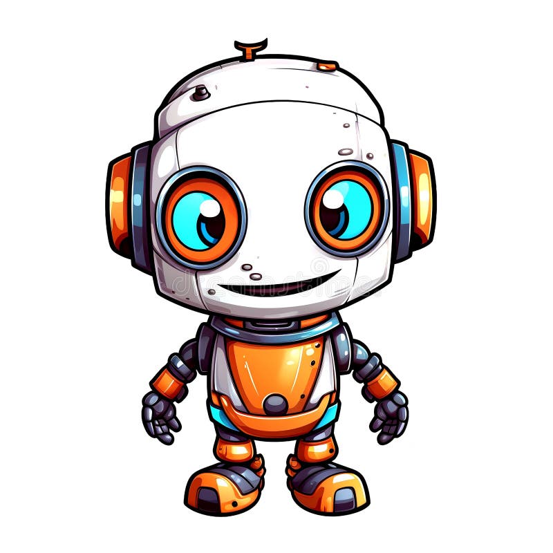 Cute Cartoon Robot. Funny Cyborg Stock Illustration - Illustration of ...