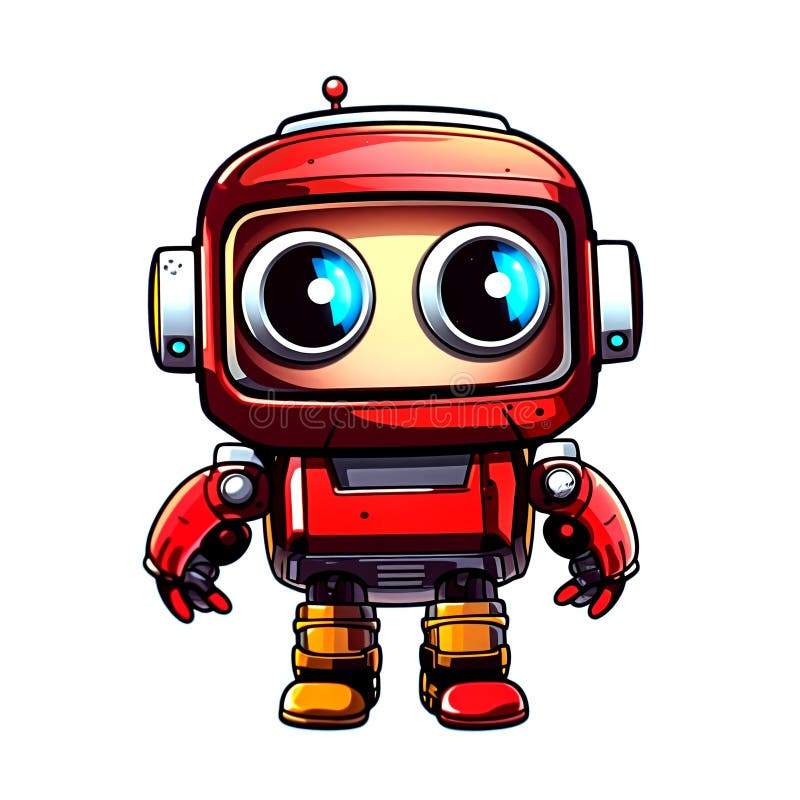 Cute Cartoon Robot. Funny Cyborg Stock Illustration - Illustration of ...