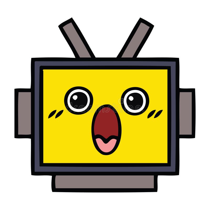 Cute Cartoon of a Robot Head Stock Vector - Illustration of hand, head ...