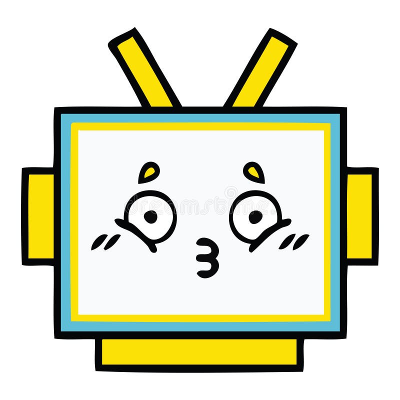 Cute Cartoon of a Robot Head Stock Vector - Illustration of drawing ...