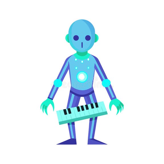 Cute Cartoon Robot with Keyboard - Vector Illustration for Design ...