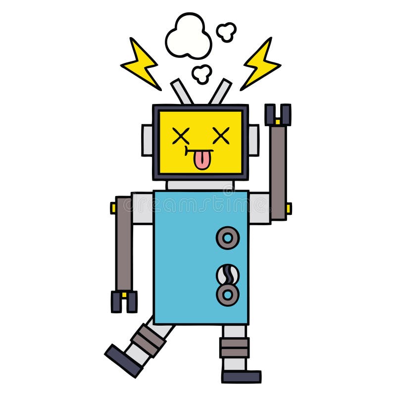 Cute Cartoon Robot Malfunction Stock Vector - Illustration of tech ...