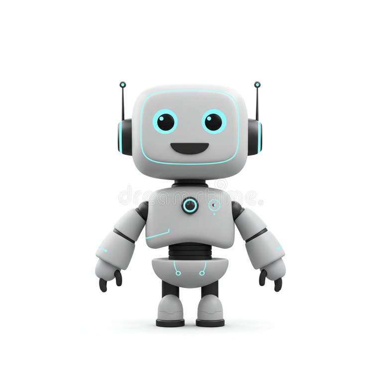 Cute Cartoon Robot with a Rounded Rectangular Body and Head, Featuring ...
